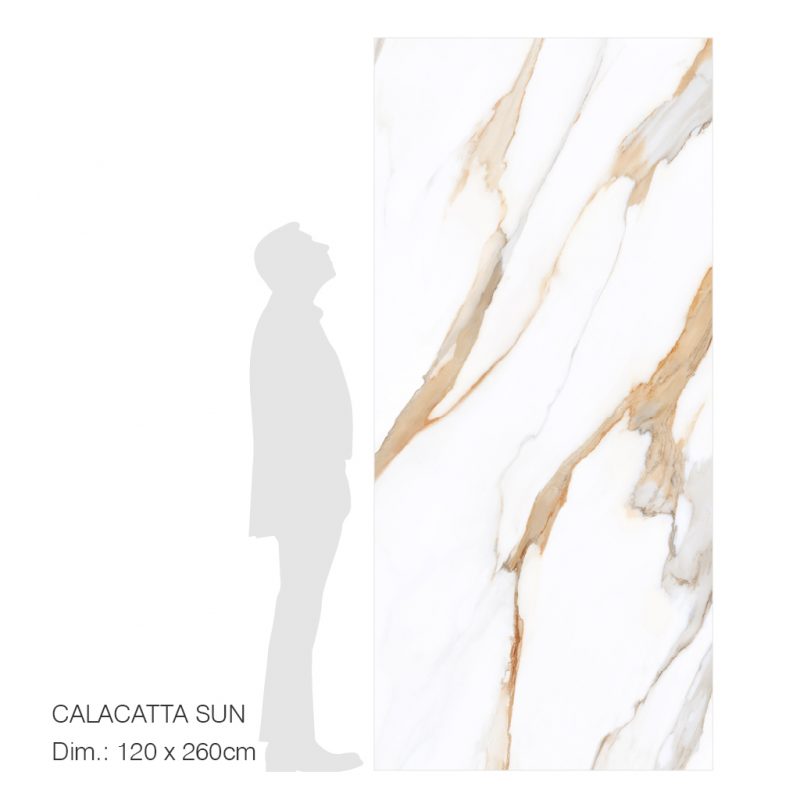 Lâmina em Porcelânico Calacatta Sun - 120x260cm - Rubicer