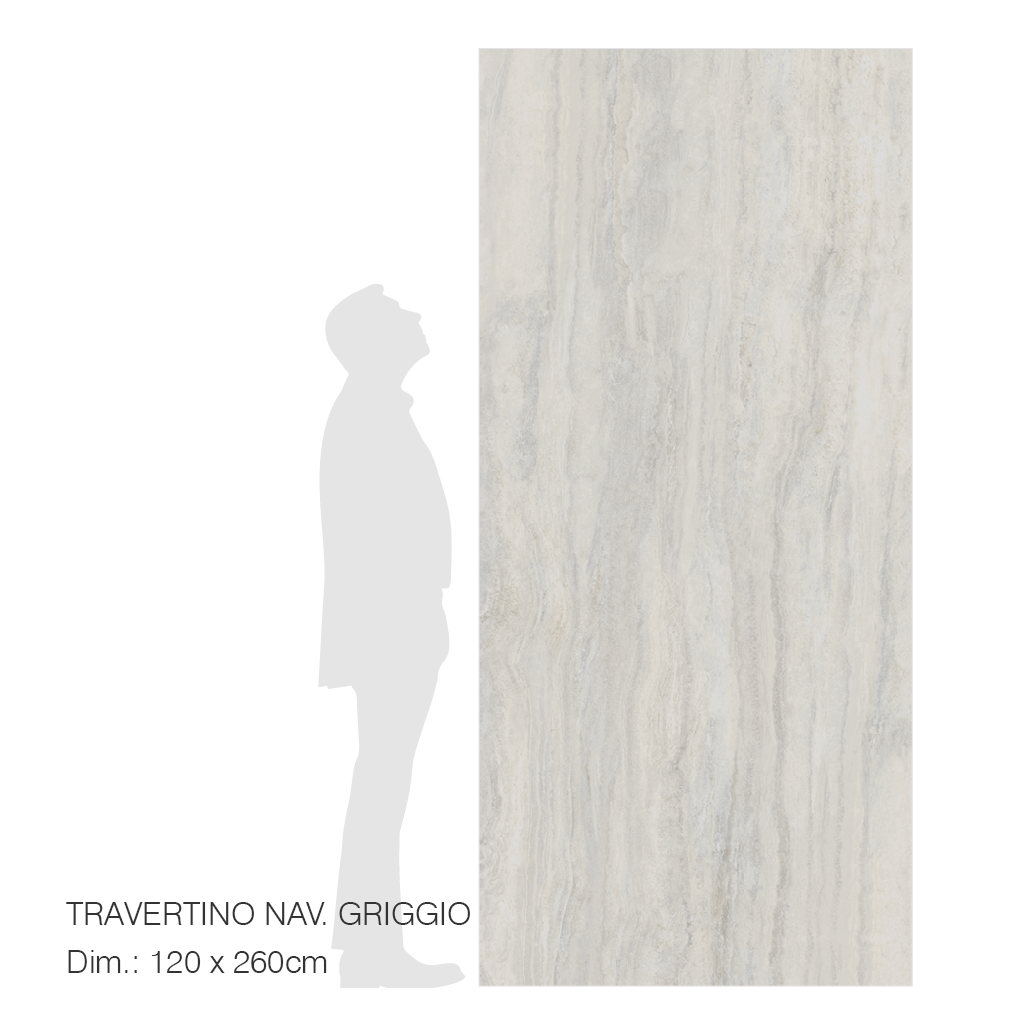 Lâmina em Porcelânico Trav. Navona Griggio - Mate 120x260cm - Rubicer