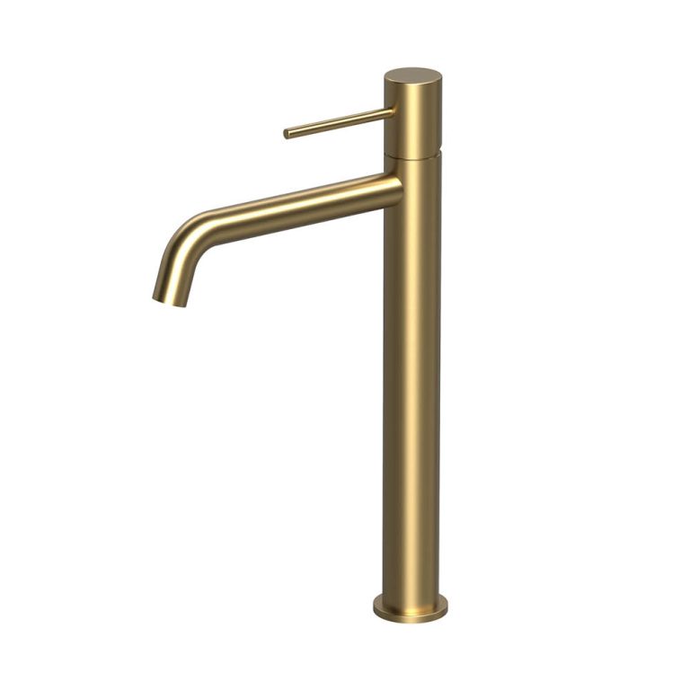 Monocomando Smooth de Lavatório Alto Dourado Escovado - Rubicer